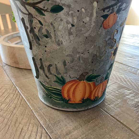 Source Unknown | Accents | Little Tin Bucket Fall With Pumpkins | Poshmark